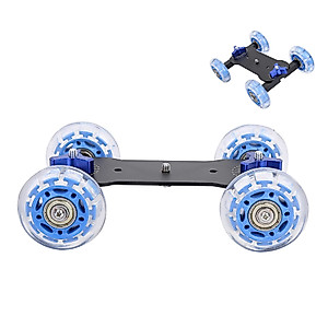 Mini Camera Dolly Roller, Camera Dolly Wheel for DSLR, Multifunctional Adjustable Desktop Camera Slider Car with 10KG Load & Precise Scale, for Video Camcorders, 1/4 Screws & Low Noise