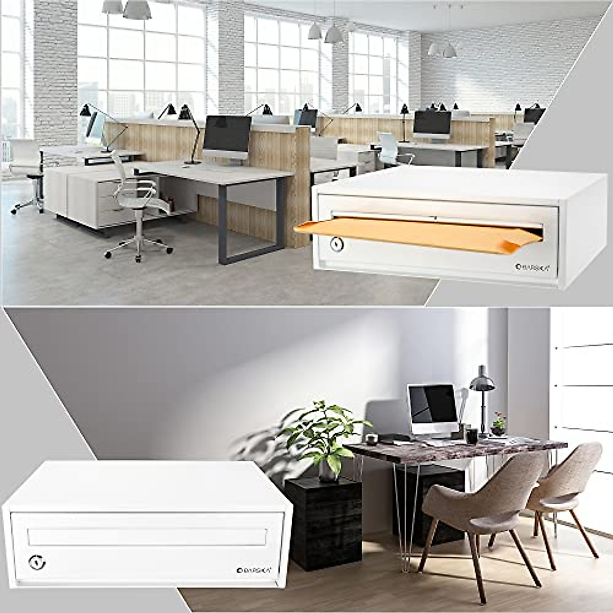 Barska CB13118 Key Lock Multi-Purpose Desktop Envelopes Cash Documents Suggestions Drop Box Organizer White 15.75" x 11" x 4.87"