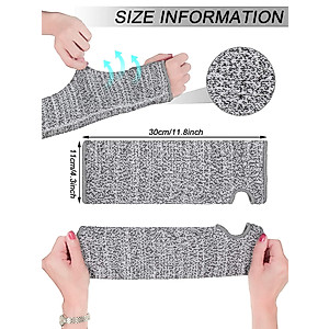 SATINIOR 2 Pairs Cut Resistant Sleeves Protective Arm Sleeves Safety Arms Protection Sleeves with Thumb Hole,for Garden Kitchen (Black, Gray), Medium