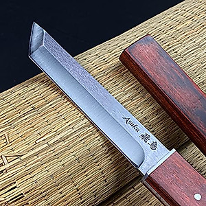 10 1/4" Asuka Modern Japanese Samurai Tanto 420 Stainless Steel Full Tang. For Collection, Gift (Wood)