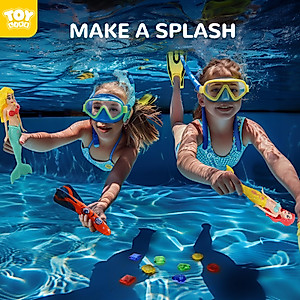 TOY Life 16Pcs Swimming Pool Dive Toys for Kids Swim Toys for Kids Practice Diving Swimming Toys with Pool Torpedo Gliding Shark Pool Mermaid Toys Underwater Diving Game Water Games for Boys and Girls