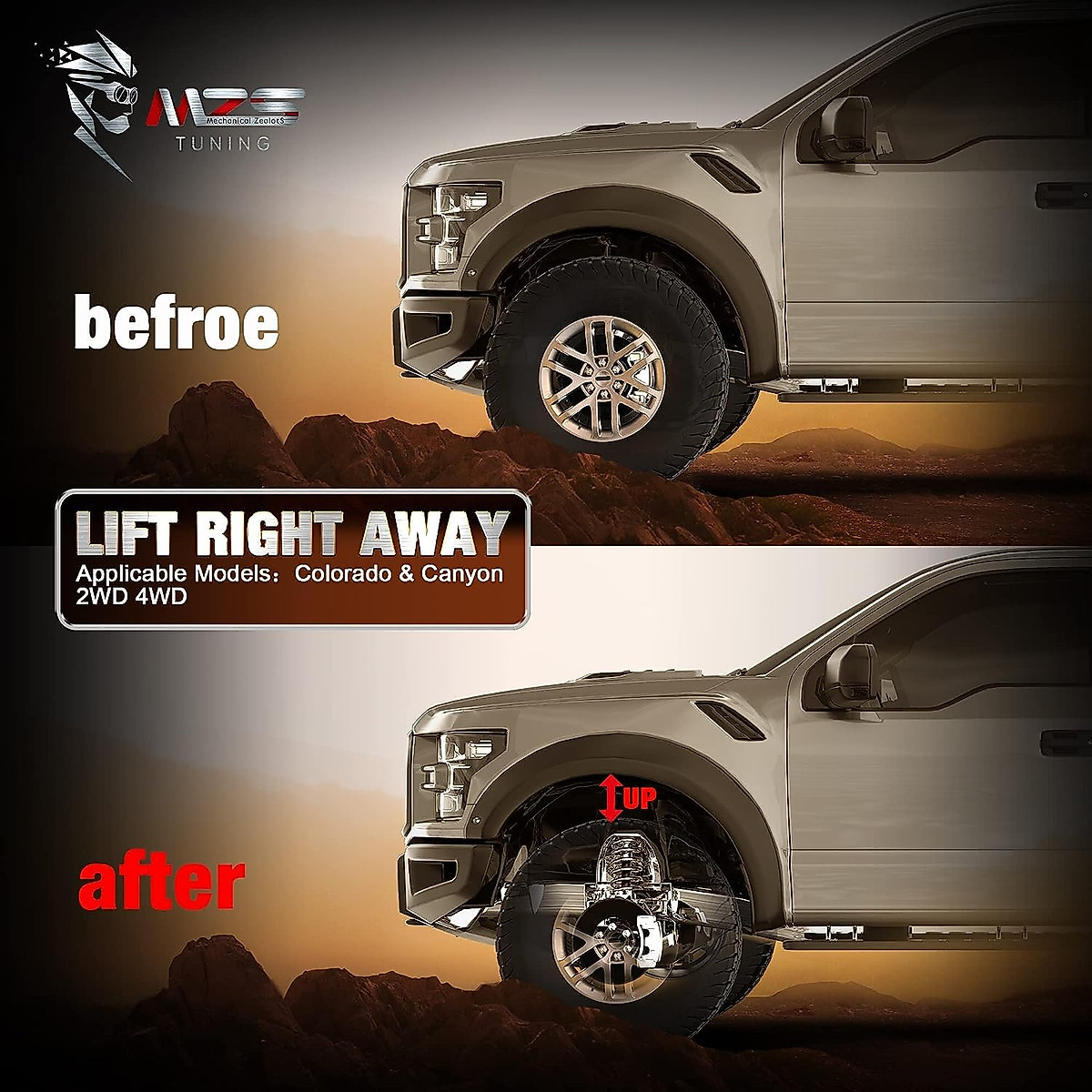 MZS Leveling Kit 1" Front Suspension Lift Strut Spacer Compatible with 2015-2022 Colorado/Canyon 2WD 4WD Aluminum