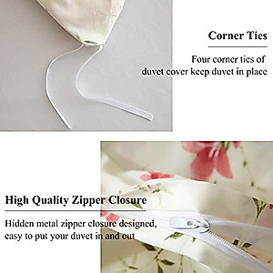 EAVD Pink Floral Duvet Cover Twin Soft 100% Cotton Aesthetic Bedding Set Chic Shabby Pink Floral Bedding Set for Girls Elegant Artistic Style Floral Comforter Set with Zipper Closure(NO Comforter)