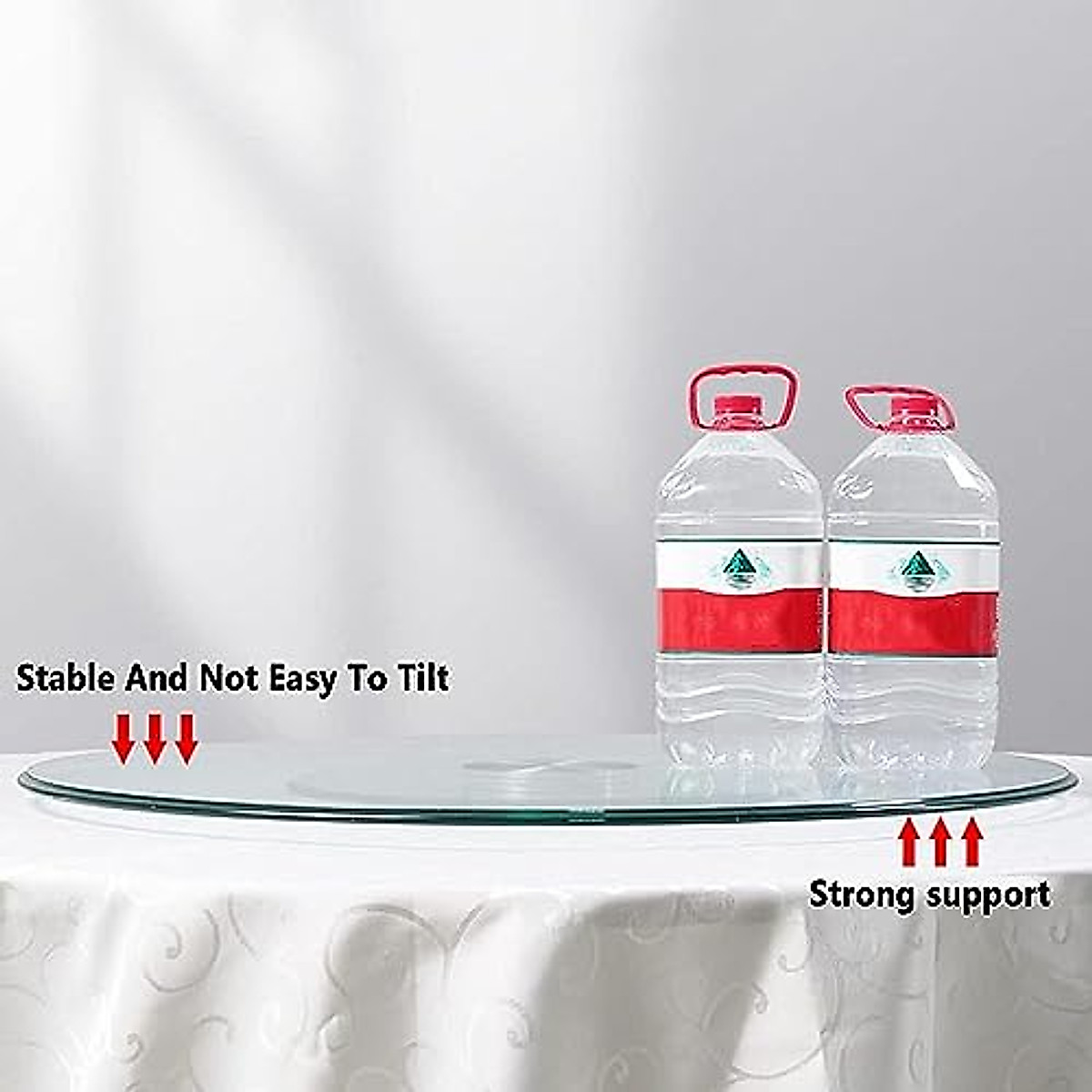Lazy Susans Turntable Tempered Glass Lazy Susan Turntable Dining Table， Transparent Round Tabletop Rotating Serving Tray With Silent Bearing, Easy To Share Food (Size : 90cm/35.4inch)
