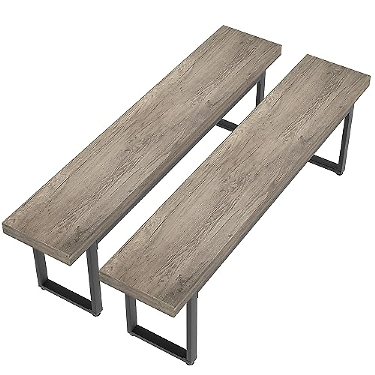 STHOUYN 59” Dining Bench Pair of 2 for 6-8 Person, Farmhouse Indoor Kitchen Table Benches, Bed Bench, Industrial Shoe Bench, Entryway Benches (Grey 2pcs)