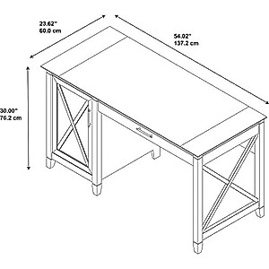 Bush Furniture Key West Computer Desk with Keyboard Tray and Storage, 54W, Pure White Oak