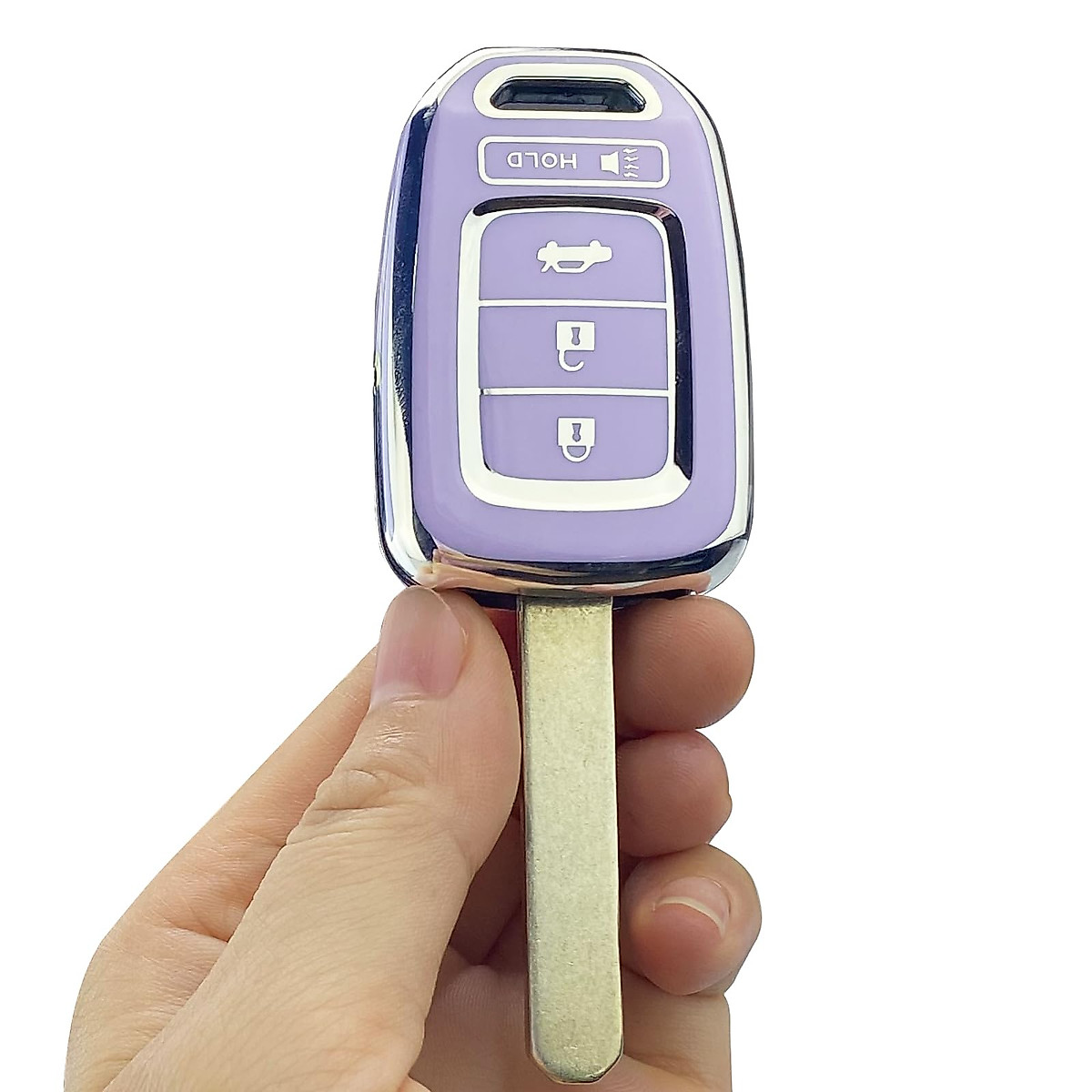 ShuDay Key Fob Cover Case Compatible with Honda Accord Civic Fit CR-V HR-V Crosstour Accessories (Purple)