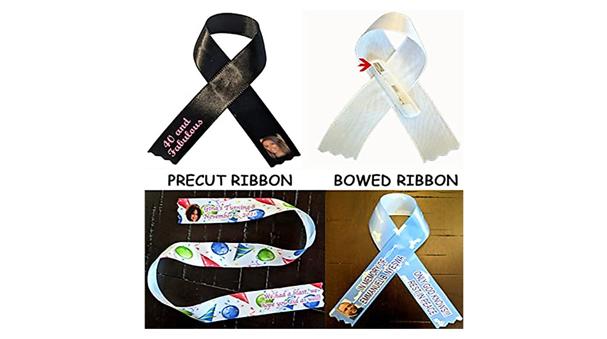 Personalized Ribbon Bow with Custom Photo & Pin for Events