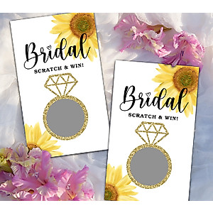 Bridal Shower Scratch Off Games, Bridal Shower Decorations, Sunflower Floral Bridal Raffle Lottery Tickets Cards for Bridal Shower Bachelorette Party Wedding Engagement Party, Set of 50 Cards (a13)