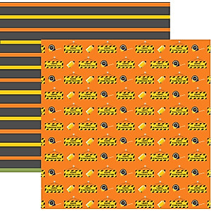 Orange Construction - Construction 12X12 Scrapbook Paper - 5 Sheets