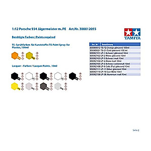 TAMIYA 300012055 12055 1:12 Porsche 934 Jägermeister with PE, Faithful Replica, Model Building, Crafts, Hobbies, Gluing, Plastic kit, Assembly, Unvarnished