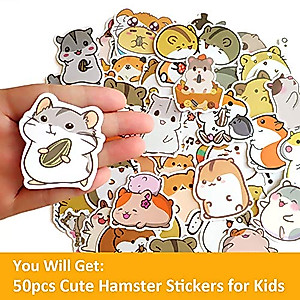 Hamster Stickers Pack 50pcs Waterproof Laptop Sticker Vinyl Decals for Kids Phone Case Water Bottle Stickers for Teens Girls Adults Cool Aesthetic Skateboard Stickers