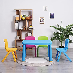 Domi Kids Table and Chair Set,Kids Lightweight Plastic Table and 4 Chairs Set for Reading,Preschool,Drawing,Toddler,Playroom(Enlarge Size