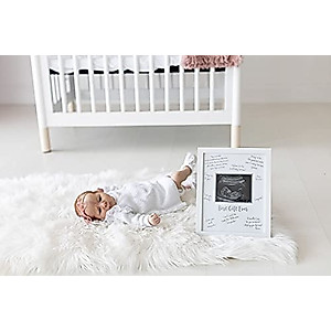Tiny Ideas Sonogram Signature Frame Guest Book, Perfect for Any Baby Registry, Marker Included for Guests to Leave Well-Wishes, Great for Celebrating Baby Showers or Birthdays, White