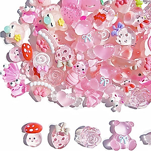 FULUSODO 60pcs Slime Charms Cute Set, Bulk Mixed Resin Charms Set Ornament Scrapbooking