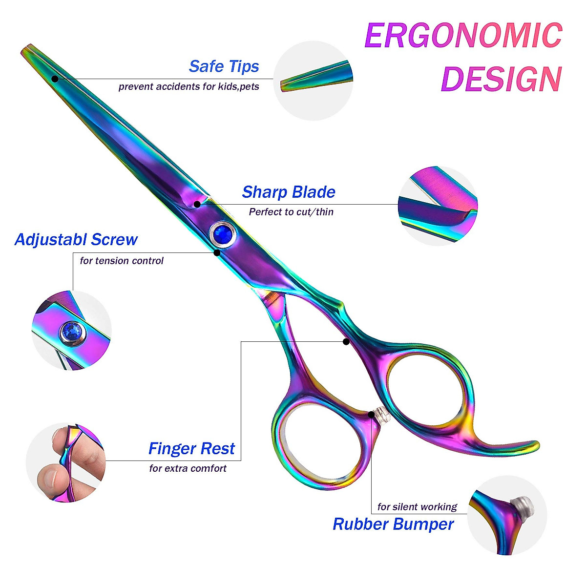 LIGICKY Hair Cutting Scissors Kit Professional Barber Stainless Steel Hairdressing Scissors Set Hair thinning Shears Bang Hair Scissor for Kids/Women/Men/Salon/Home