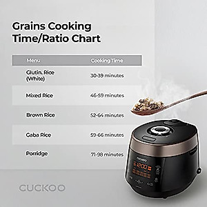 CUCKOO CRP-P1009SB | 10-Cup (Uncooked) Pressure Rice Cooker | 12 Menu Options: Quinoa, Oatmeal, GABA/Brown Rice & More, Made in Korea | Black/Copper