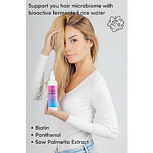 Fermented Rice Water Hair Mist for Hair Growth (8 oz) with Biotin and Lavender for Thicker and Fuller Looking Hair, Conditioning, Moisturizing, pH Balanced