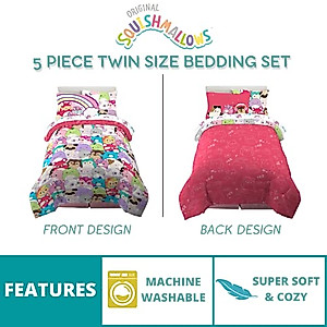 Franco Squishmallows Bedding Super Soft Comforter and Sheet Set with Sham, 5 Piece Twin Size