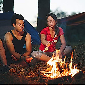 GOLF Marshmallow Roasting Sticks, 5 Pack Extra Long 34’’ Stainless Telescoping Hot Dog Smores Skewers Kids Safe Barbecue Forks for Campfire, Camping, Bonfire and Grill