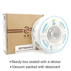 YOUSU PLA Plus (PLA+) Filament 1.75mm,Professional High Toughness Pla Pro 3D Printer Filament,Dimensional Accuracy +/- 0.03mm, 1kg Spool(2.2lbs) Pla Filament, White