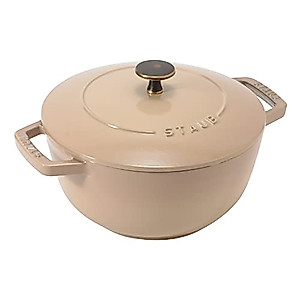 staub Wa-NABE 40501-001 Linen L Vintage Knob Specifications 7.9 inches (20 cm) Handed, Cast Iron Pot, Rice Cooking, 3 Pieces, Induction Compatible, Japanese Authentic Product with Serial Number