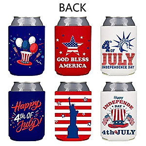 12PCS Fourth/4th of July Can Cooler - Patriotic Beer Sleeves Covers Party Supplies Favors