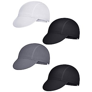 4 Pieces Summer Unisex Cycling Cap Breathable Bicycle Caps Sweat-Absorbing Biking Caps for Women Men Running Outdoor Sports (White, Grey, Black)