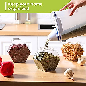 Hoolerry 16 Pcs Hexagon Plastic Candy Jars with Lids 30oz Canister Container Jar Bucket for Candy Buffet Cookies Snacks Gifts and Storage Countertop Display