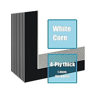 Egofine 5x7 Black Picture Mats Pack of 14, Frame Mattes for 4x6 Pictures,Acid Free, 1.2mm Thickness,with Core Bevel Cut
