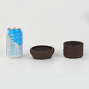 Happy Bonsai 2 pc 3.1" + 3.7" Unglazed Round Ceramic Succulent Planter Pot Set