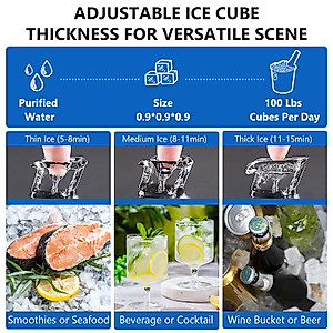 Garvee Commercial Ice Maker Machine, Freestanding Nugget Ice Maker with 2 Water Inlet Modes, 100Lbs/24h, 50Pcs/Cycle, 33lbs Storage Bin, Ice Maker Machine for Home Bar, Coffee Shop, Business