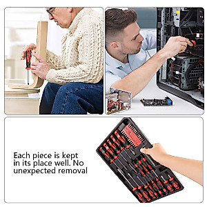 XOOL 42PCS Magnetic Screwdriver Set with Tray, Torx Phillips Flat Hex Pozi Non-Slip Magnetic Tips Screwdriver Set