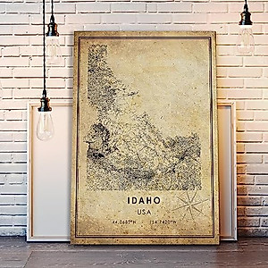 Idaho Map Print Idaho Map USA Map Art Idaho City Road Map Poster Vintage Gift Map