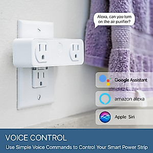 eco4life WiFi Dual Smart Plug, 2 Outlet Extenders with 2 USB Charging Port, Work with Alexa Google Home, no Hub Required (2 Outlets,2 USB Ports), ETL Certificate, White
