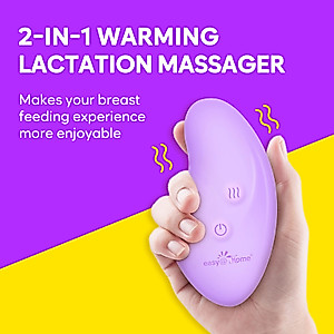 Easy@Home Lactation Massager for Breastfeeding: 2-in-1 Nursing Baby Pump Mom Breast Support | Warming Sore Tenderness Relief Nipple Massage | Postpartum Essential | Improves Breastmilk Flow EHL038