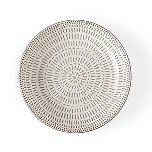 Signature Housewares Pad Print Set of 4 Assorted Dinner Bowls 8.5", 22oz, PP Gray