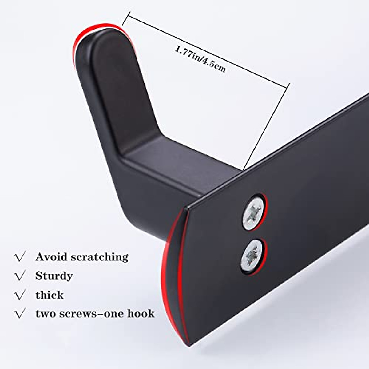 Fecraf Wall Mounted Coat Rack, Black Wall Mount Coat Rack, Modern Coat Hooks Wall Mounted for Bags, Towels, Wall Hook Rack for Entryway/Bathroom/Kitchen/ Closet, Solid Aluminum 5 Hooks Length -17.32in