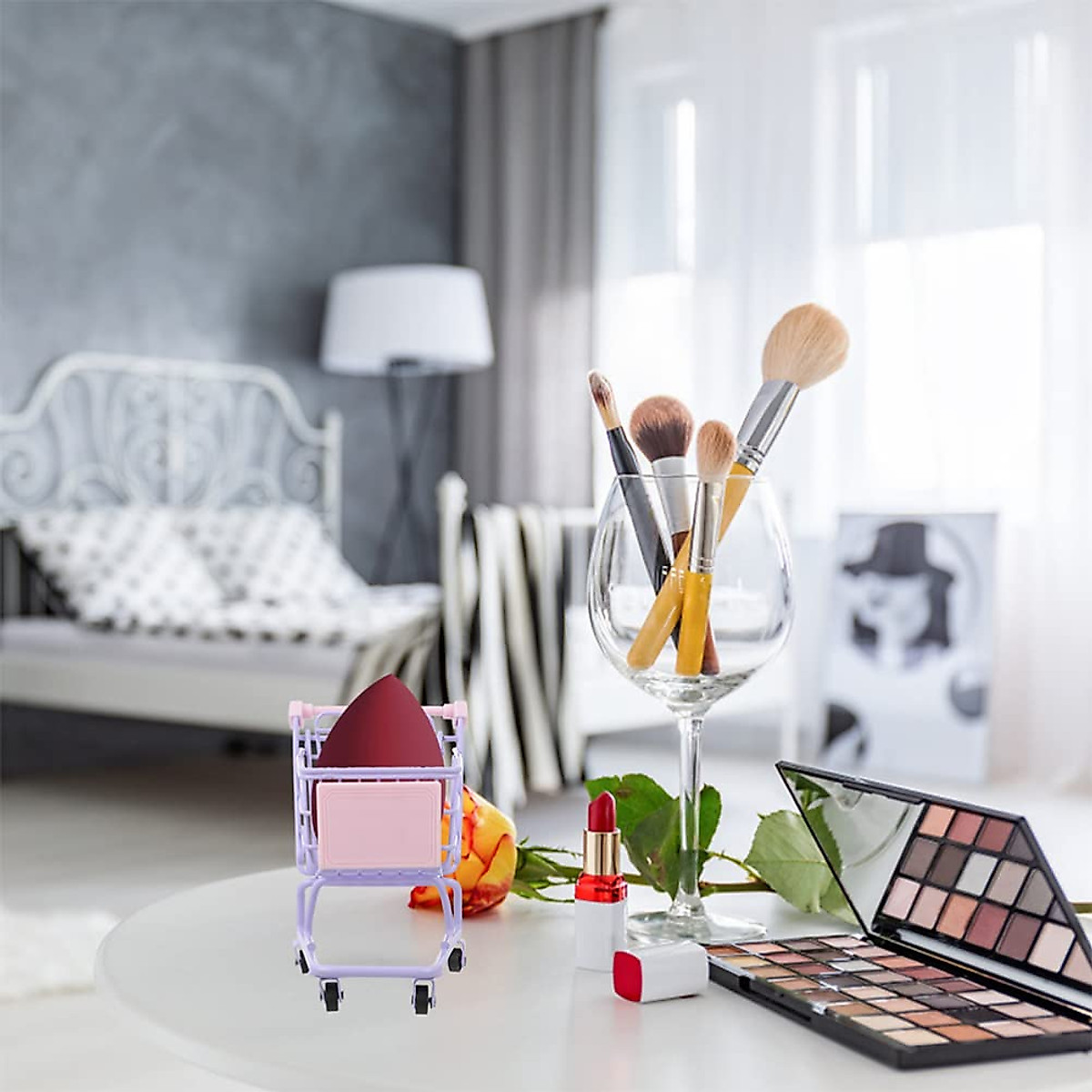 Toddmomy 1pcs Mini Supermarket Handcart,Mini Metal Shopping Cart Supermarket Handcart Shopping Utility Cart Storage Toy Holder,Purple