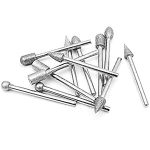 Stone Carving Set Diamond Burrs for Engraving, Grinding, Polishing Stone, Rocks, Jewelry, Glass, Ceramics, Nails Compatible with Dremel Rotary Tools 1/8 inch Shank 20 Pieces Set