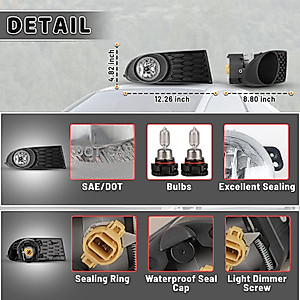 AUTOWIKI Fog Lamp Lights Assemblies For 2010 2011 2012 2013 2014 2015 2016 2017 2018 2019 2020 Dodge Journey 1 Pair