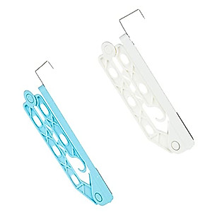 Alipis White Clothing Rack Portable Clothes Rack 6 Home Foldable Poratble Cabinet Over White Blue Door + Drying Rack Holes for Underwear Clothes Dorm Socks Hanger White Clothing Rack