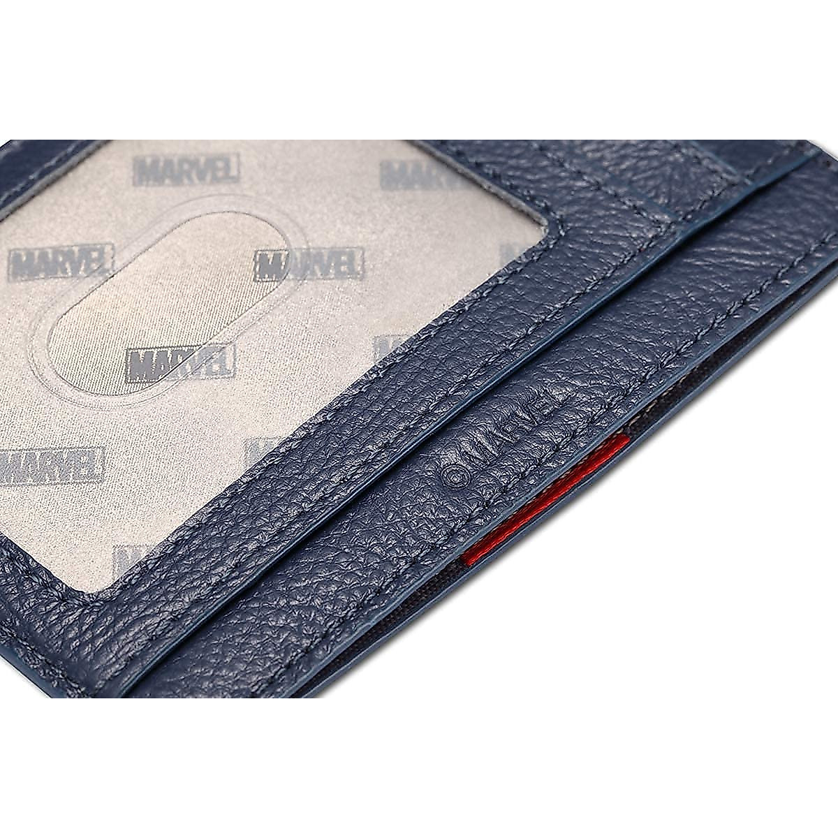 BOTIAL MARVEL Wallets, Avengers Captain America Genuine Leather Slim Minimalist Front Pocket RFID Blocking Wallets for Men Women America-(Navyblue), monolayer, KB2