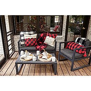 Mud Pie Buffalo Bolster Pillow, 8" x 24", Red 95 Count