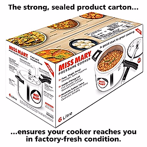 Hawkins Aluminium 6 Litre Miss Mary Pressure Cooker, Inner Lid Cooker, Silver (Mm60)