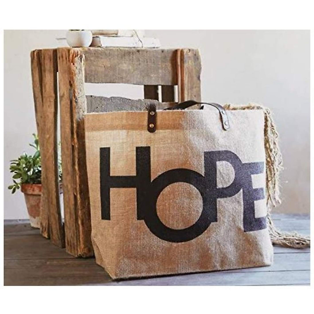 Huge HOPE Religious Quote Jute Beach Tote Bag Shopping Gym Market Weekend Travel