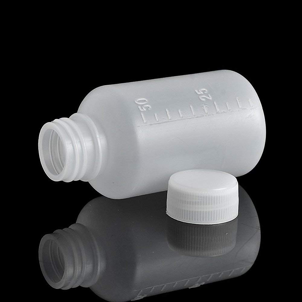 LAZZON Leak Proof Squeezable PE Plastic Empty Small Mouth Graduated Lab Chemical Container Reagent Bottle Sample Sealing Liquid Medicine Bottle 50ML
