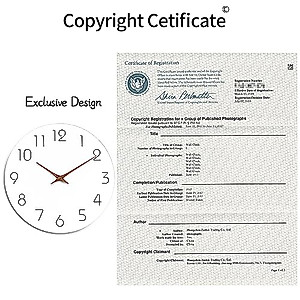 Mosewa Wall Clock 14 Inch Silent Non Ticking Wall Clocks Battery Operated - Simple Minimalist Wooden Clock Decorative for Kitchen,Home,Bedroom,Living Room, Office(14" White)