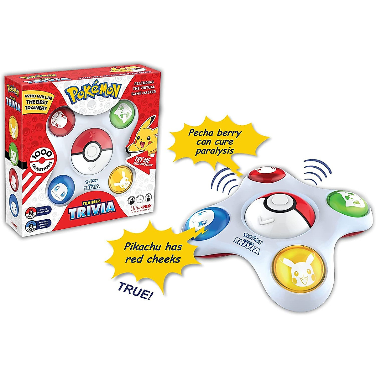 Pokemon Trainer Trivia Toy Featuring The Virtual Game Master 2 Modes Single & Multiplayer, Guessing Brain Game Pokemon Go Digital Travel Board Games