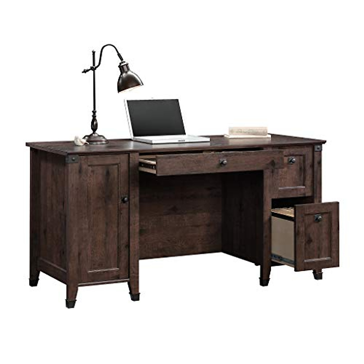 Sauder Carson Forge Computer Desk, Coffee Oak finish